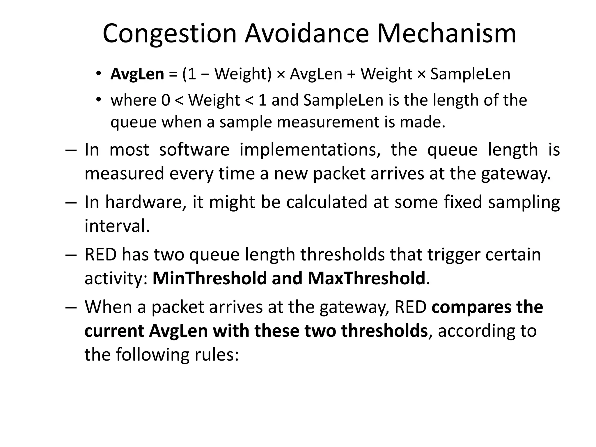 Congestion avoidance in TCP | PPSX