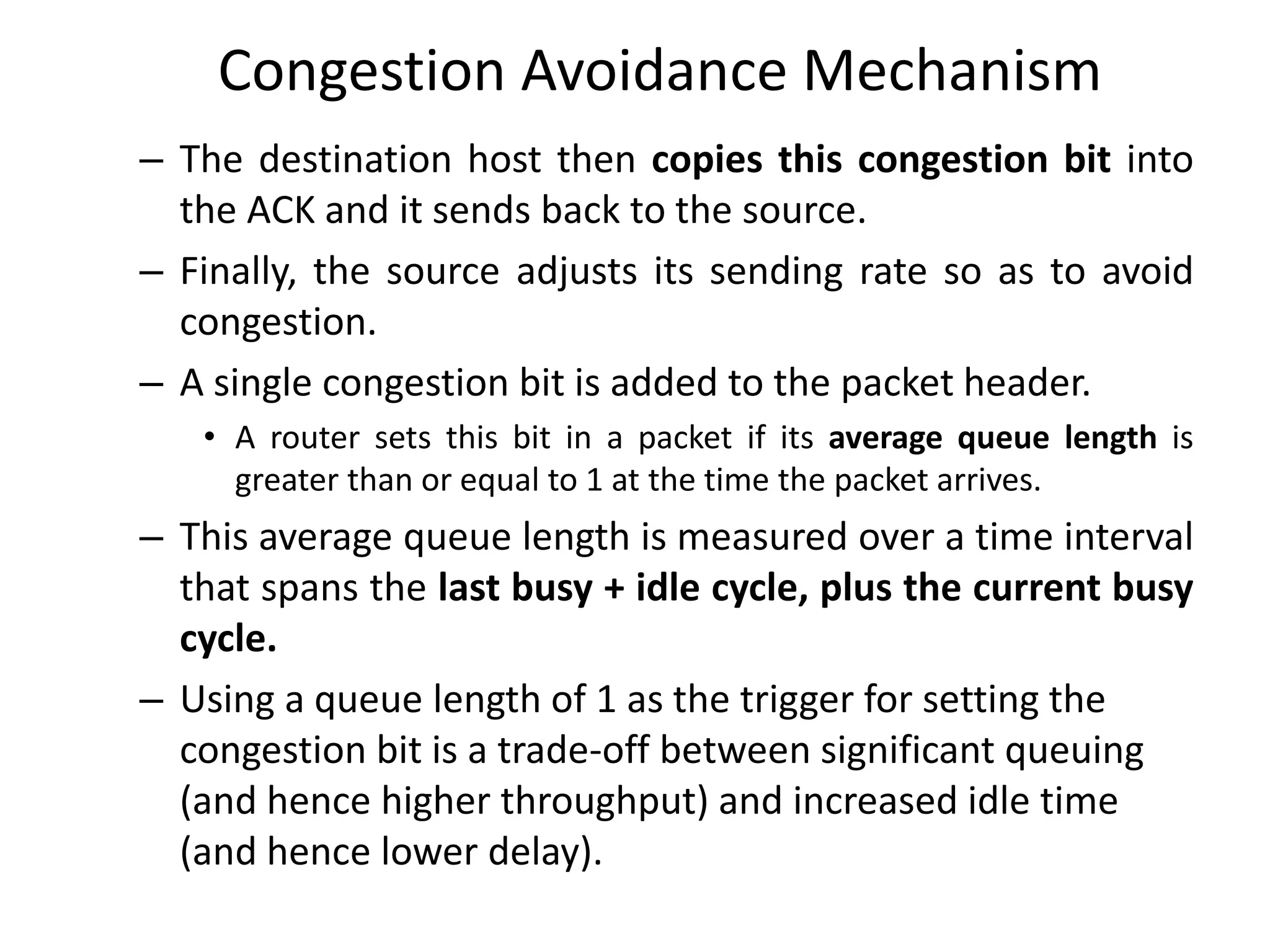 Congestion avoidance in TCP | PPSX