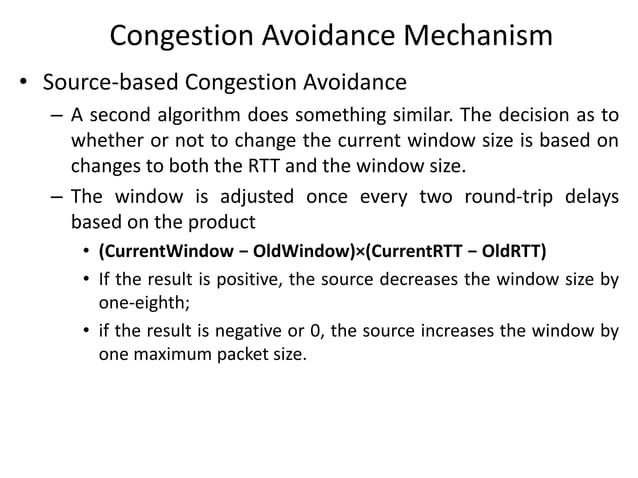 Congestion avoidance in TCP | PPSX