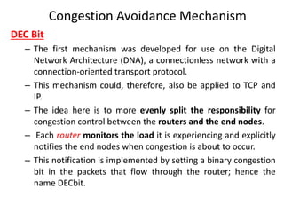 Congestion avoidance in TCP | PPSX