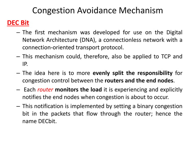 Congestion avoidance in TCP | PPSX