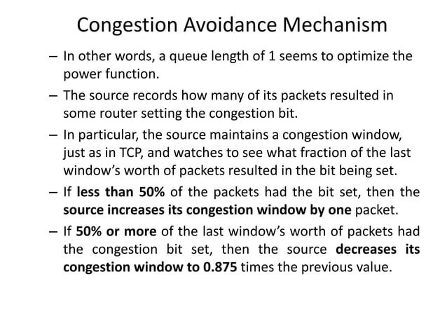 Congestion avoidance in TCP | PPSX