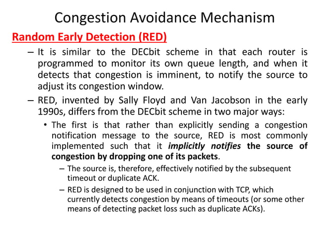 Congestion avoidance in TCP | PPSX