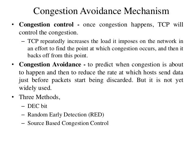 Congestion avoidance in TCP