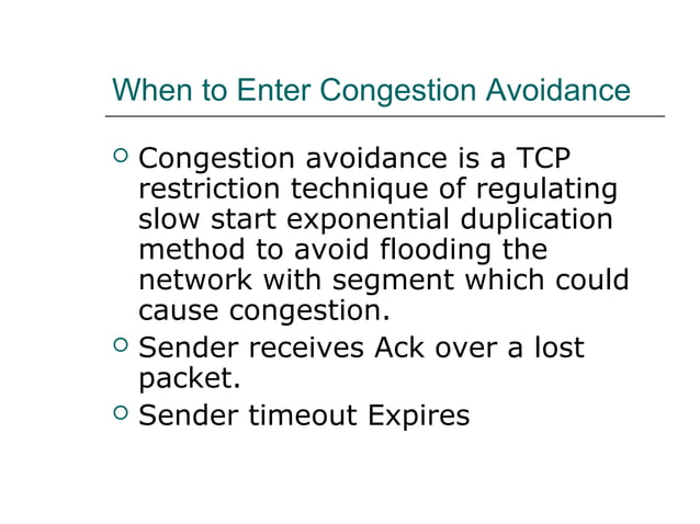 Congestion control avoidance | PPT | Computer Networking | Computing