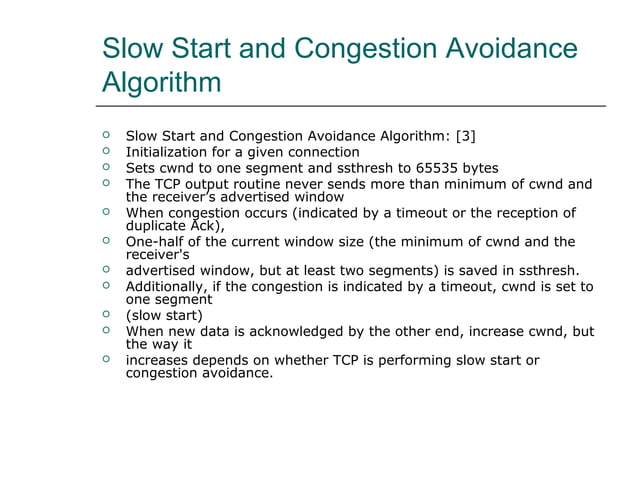 Congestion control avoidance | PPT | Computer Networking | Computing