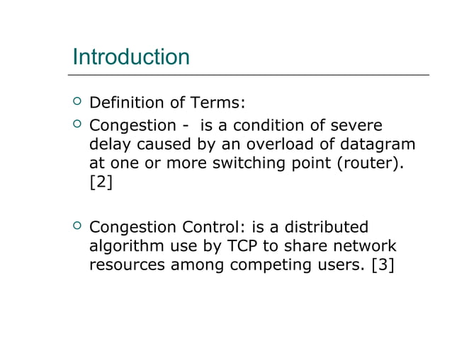 Congestion control avoidance | PPT | Computer Networking | Computing
