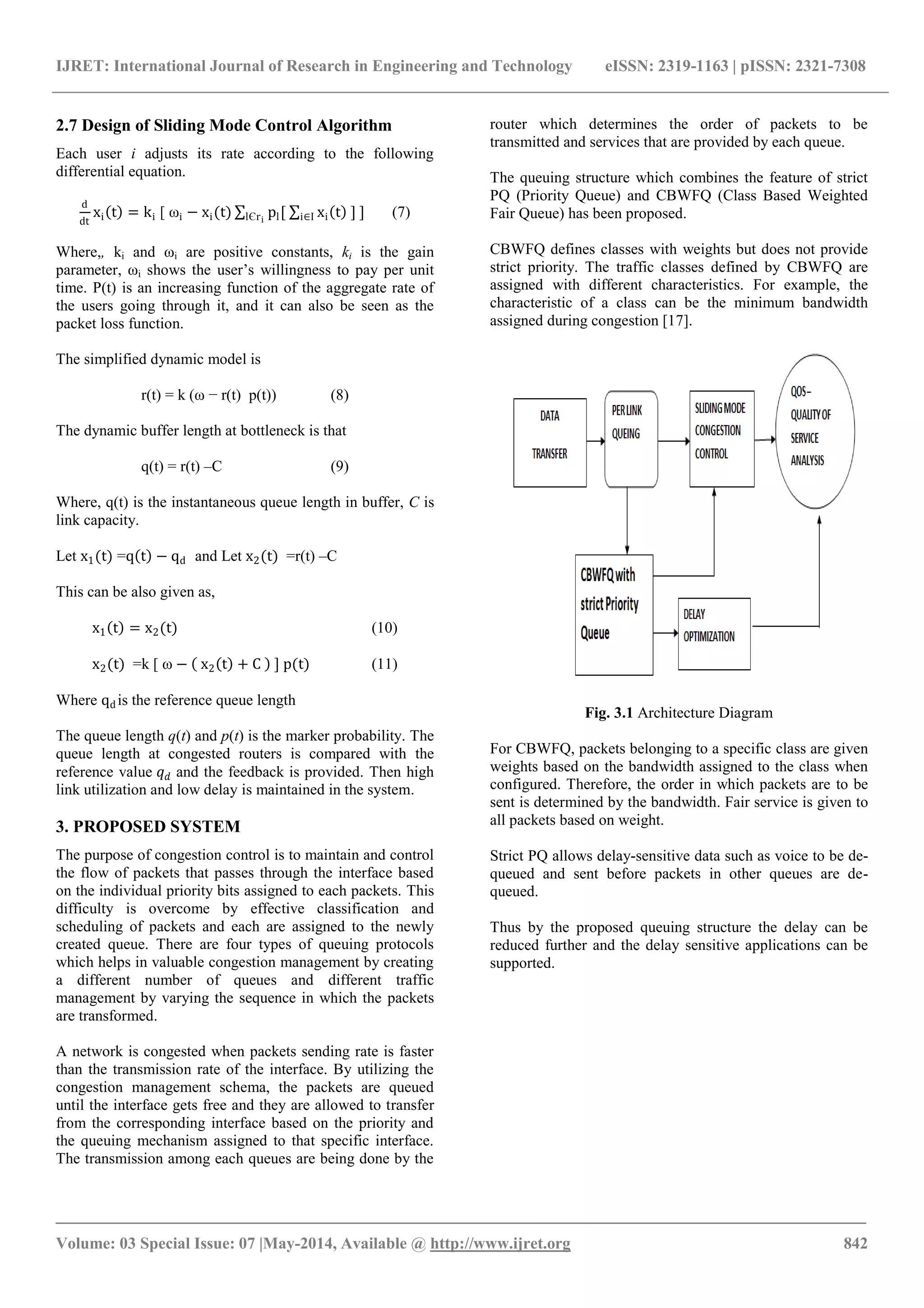 Congestion control based on sliding mode control and scheduling with prioritized queuing for ...