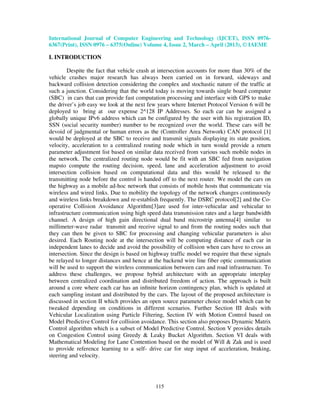 Congestion control & collision avoidance algorithm in intelligent transportation | PDF
