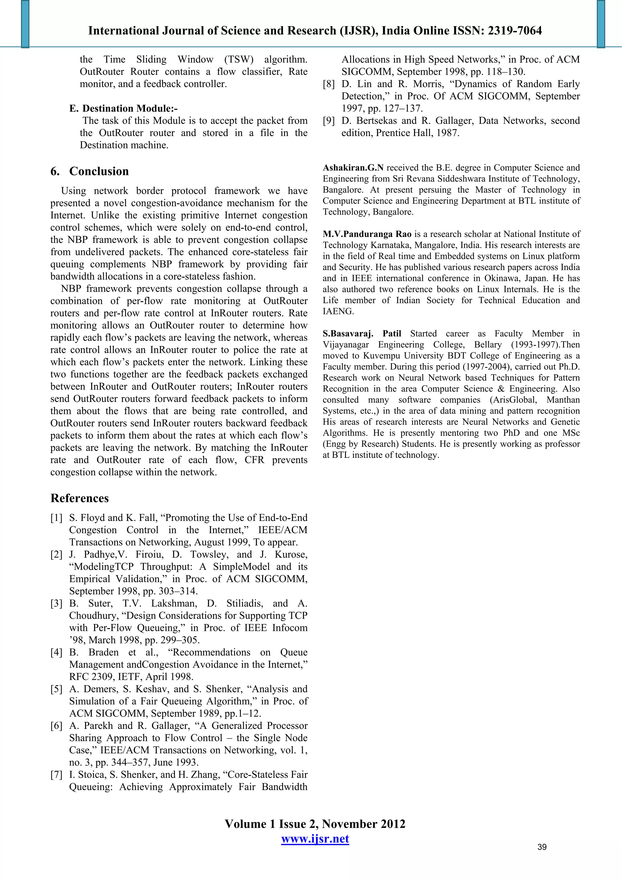 Congestion control mechanism using network border protocol | PDF