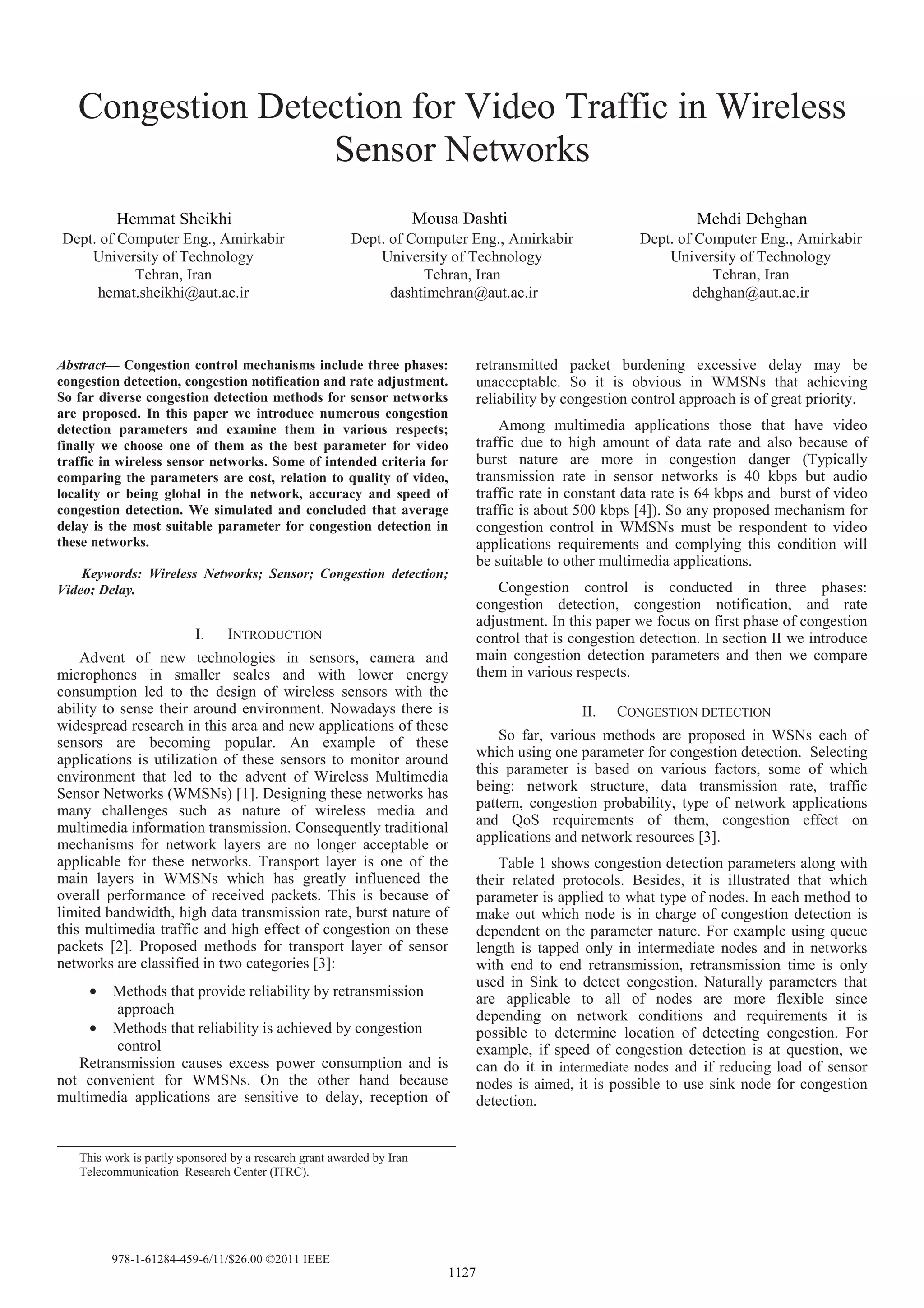 Congestion Detection For Video Traffic Pdf