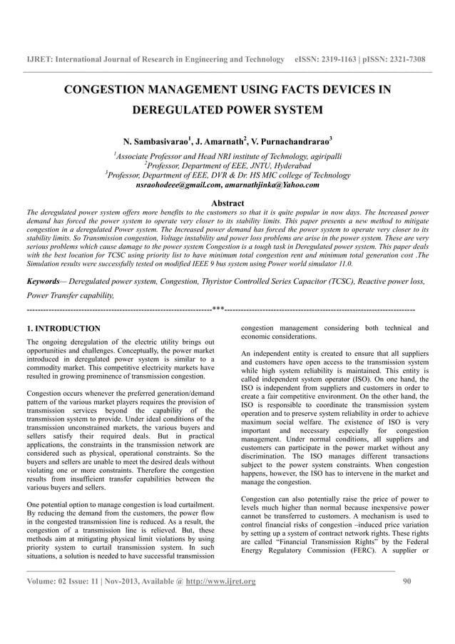 Congestion management using facts devices in | PDF | Computer Networking | Computing