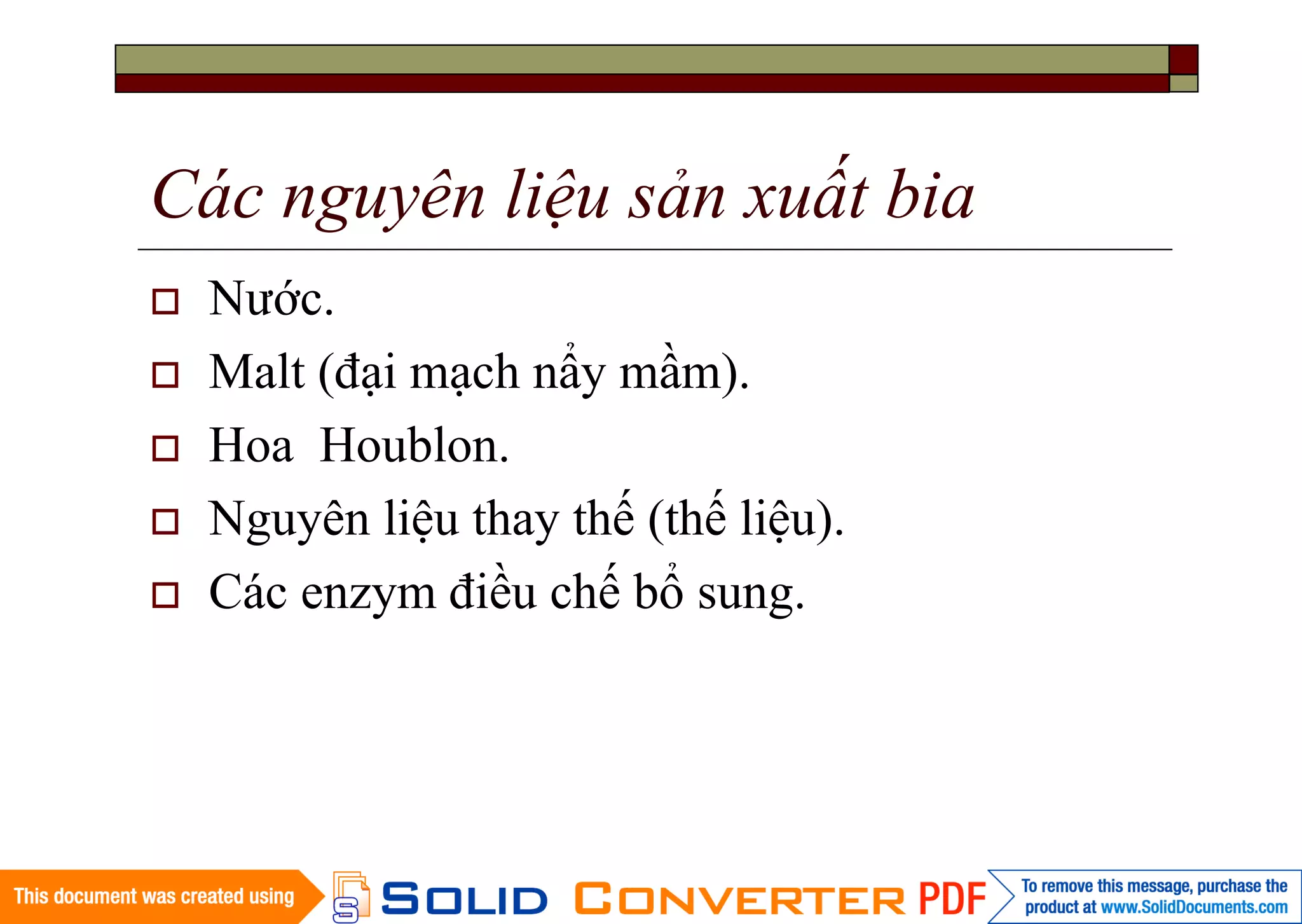 Công nghệ lên men bia | PDF