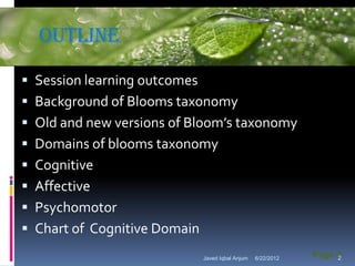 Congnitive domain of blooms' taxonomy | PPTX