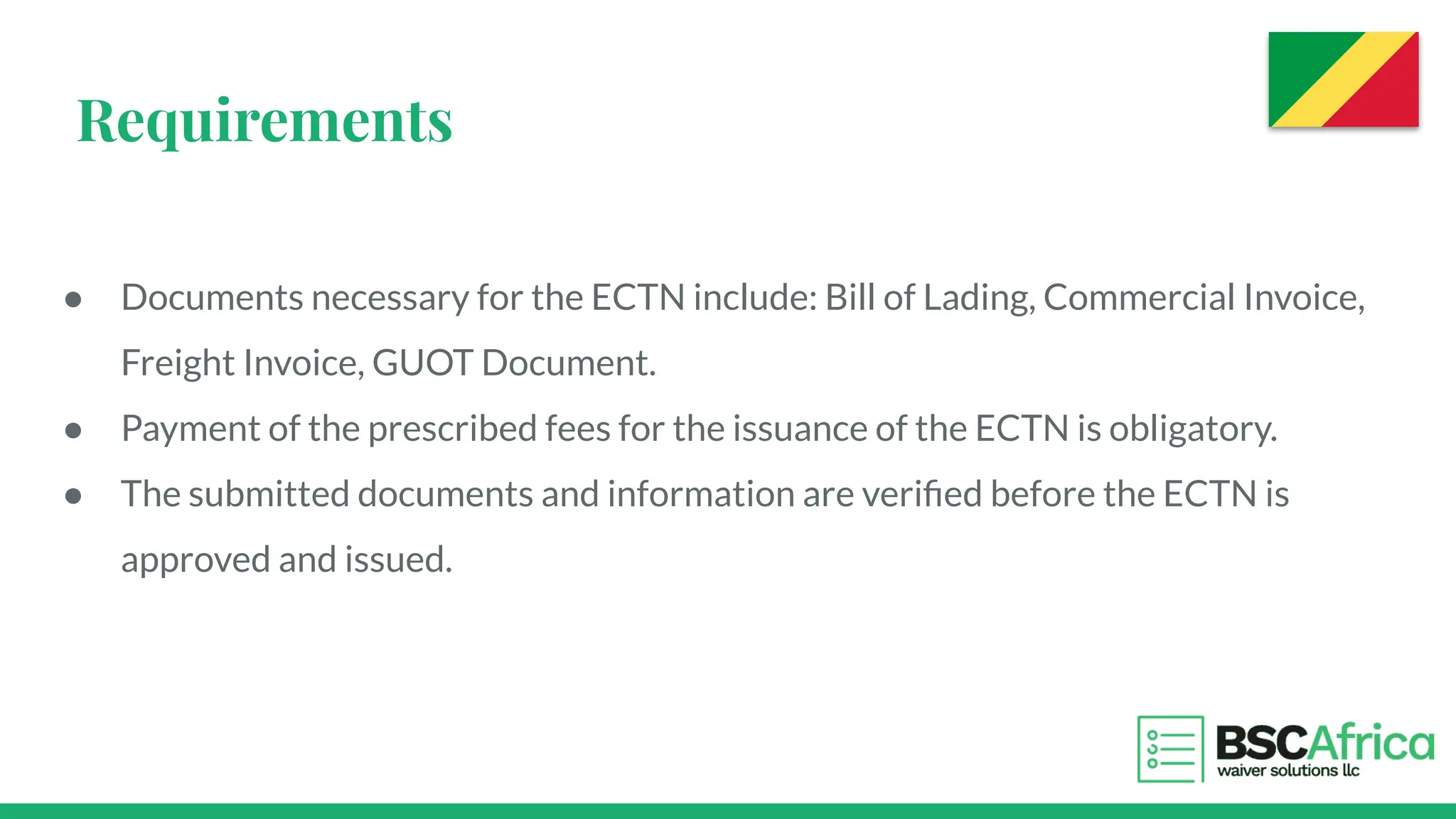 Congo ECTN Certificate Procedure BSC Africa | PDF