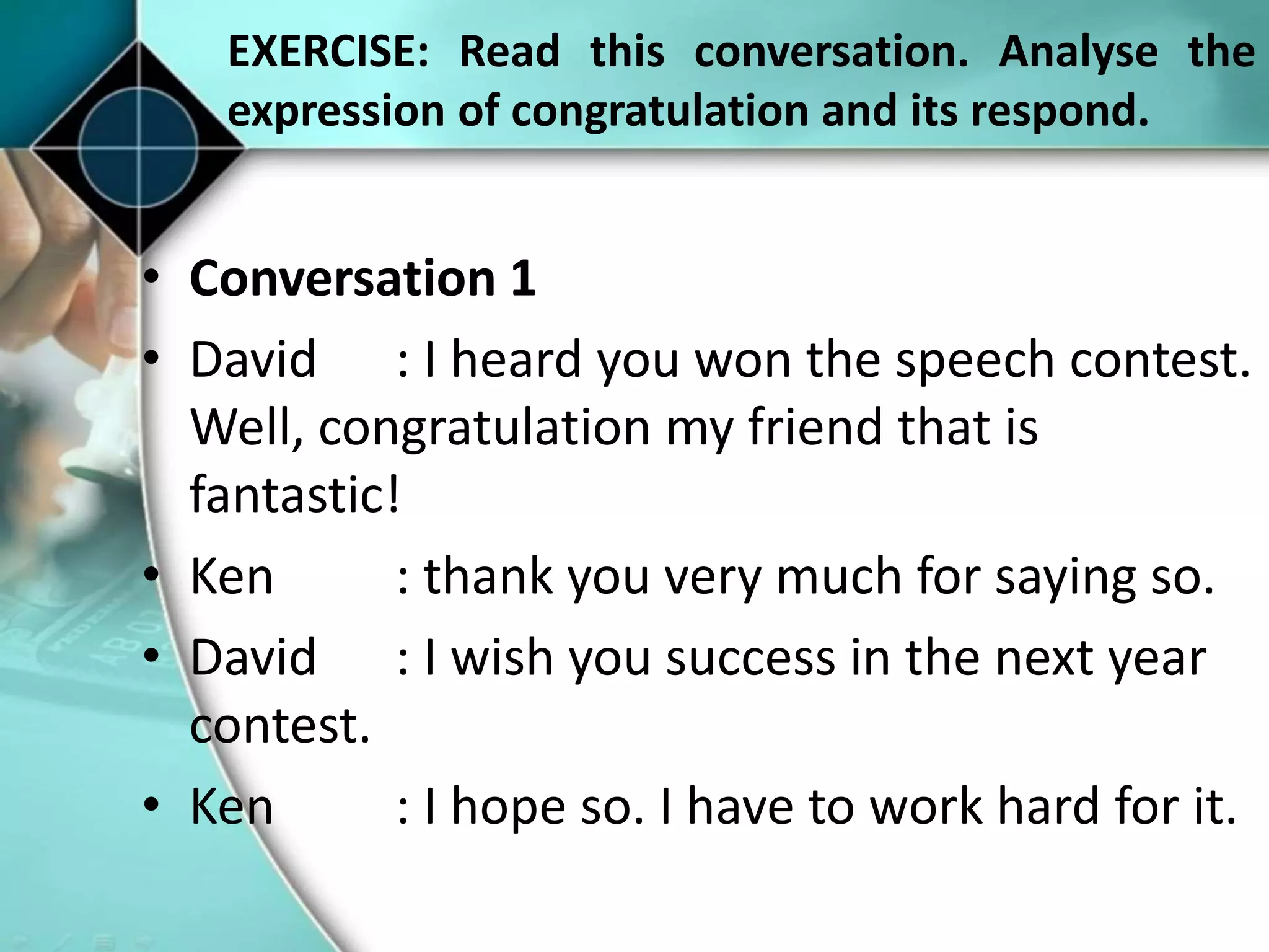 Congratulating and complimenting others | PPTX