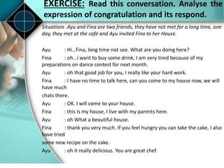 Congratulating and complimenting others | PPTX