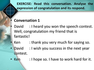 Congratulating and complimenting others | PPTX