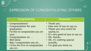 Congratulating and complimenting others | PPTX