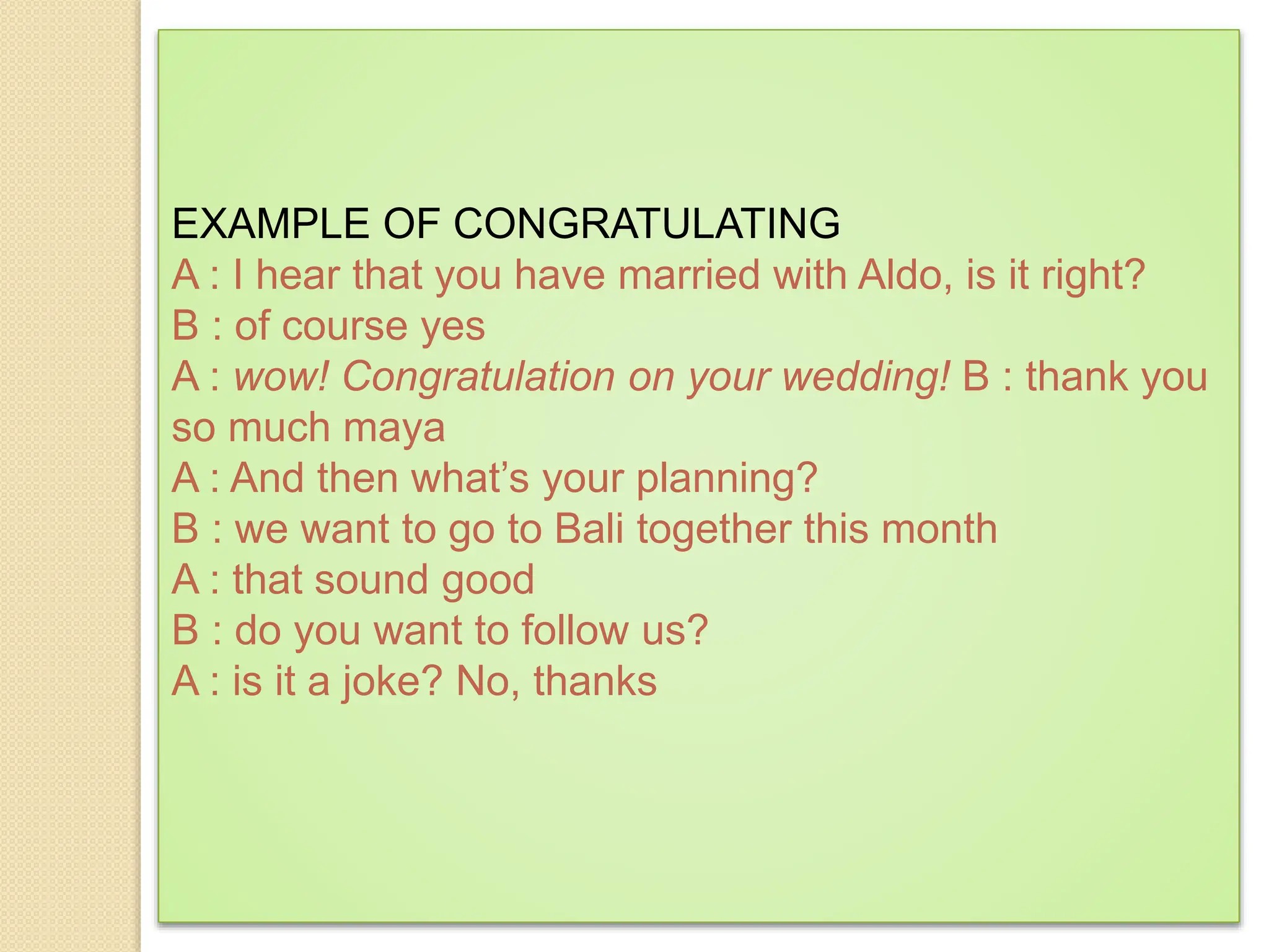 CONGRATULATING & COMPLIMENTING materials | PPTX