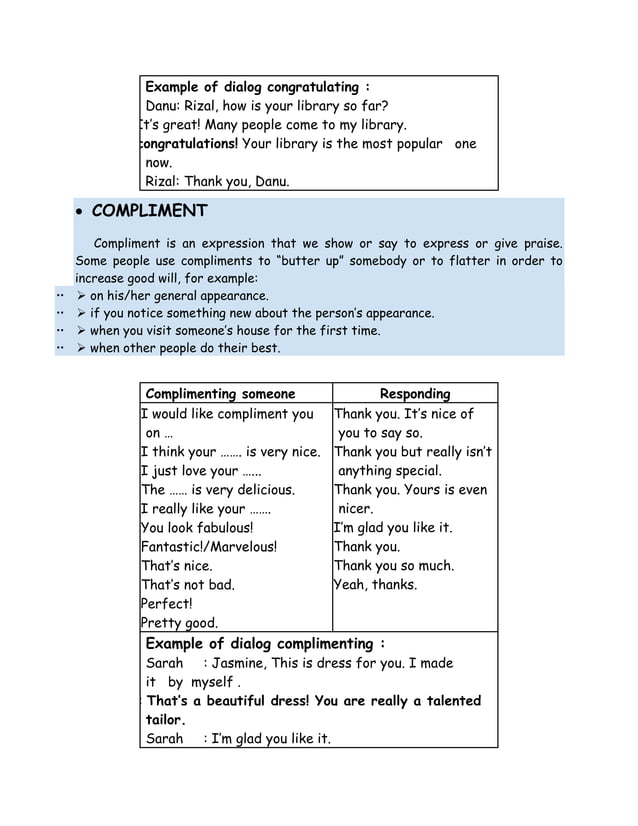 expression of congratulation, compliment, and gratitude | PDF