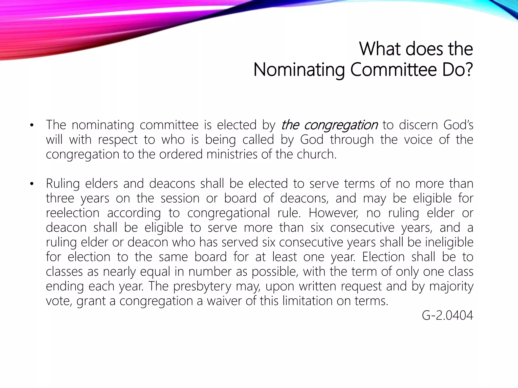 Congregational Nominating Committee Overview | PPTX