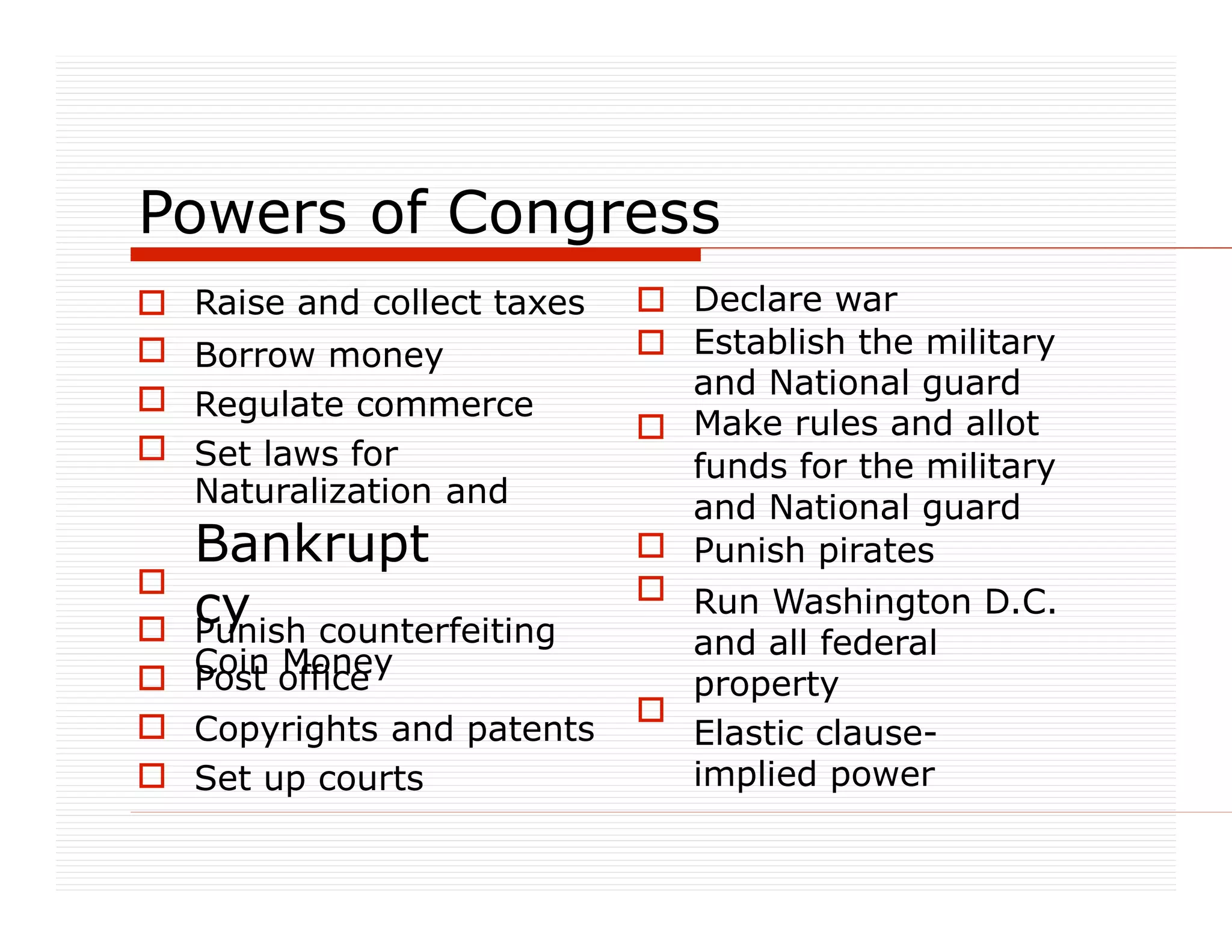 Congress of the USA power point | PPT