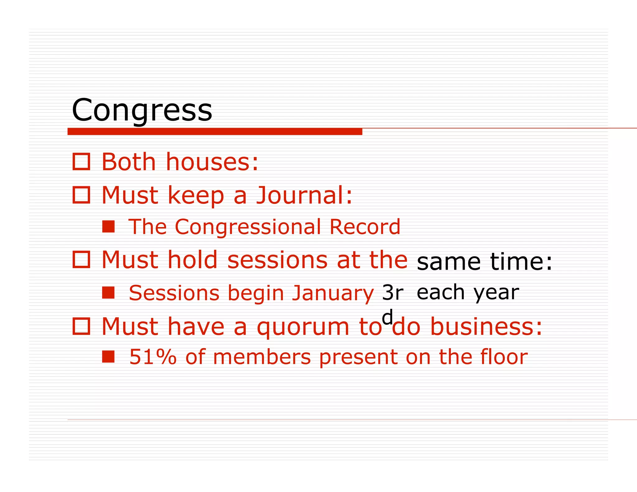 Congress of the USA power point | PPT