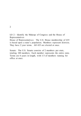 CONGRESS - CHAPTER 101LO 1 – Types of Legislatures | PDF