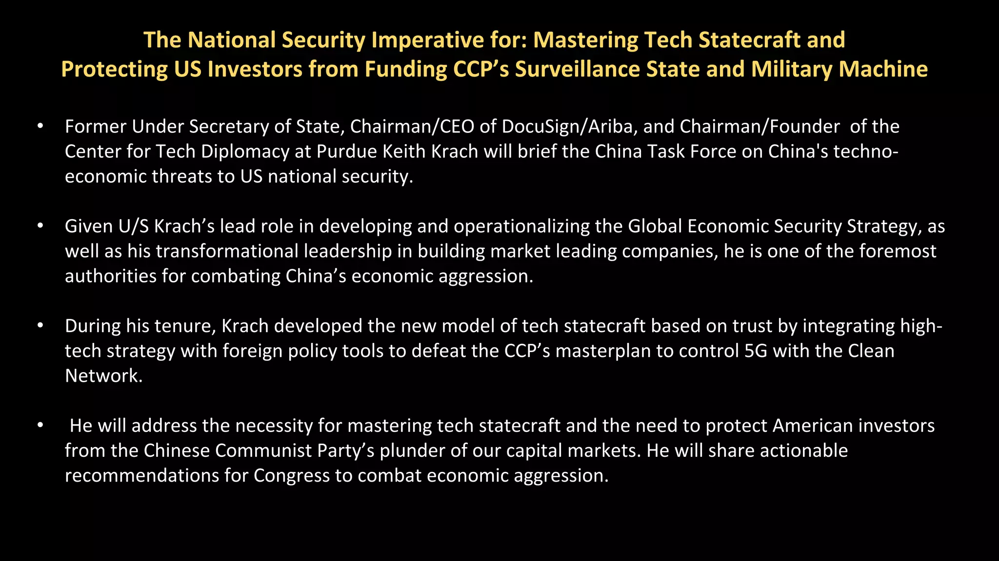 Congressional China Task Force: Executing a Clean Capital Markets ...