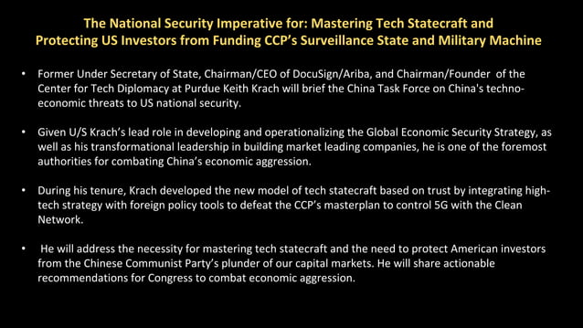 Congressional China Task Force: Executing a Clean Capital Markets ...