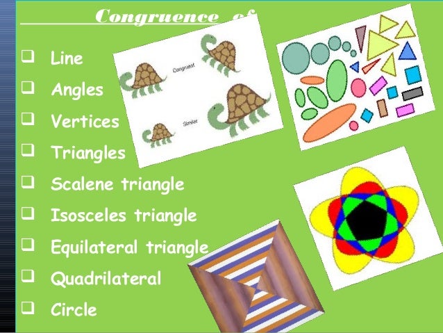 Congruence line,angle,triangles,rectangle-circle etc