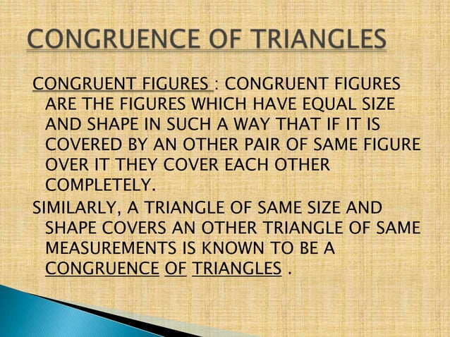 Congruence of triangle | PPTX | Physics | Science