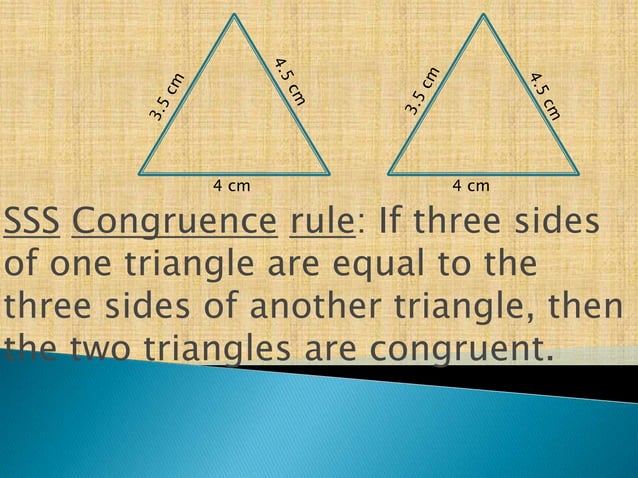 Congruence of triangle | PPTX | Physics | Science
