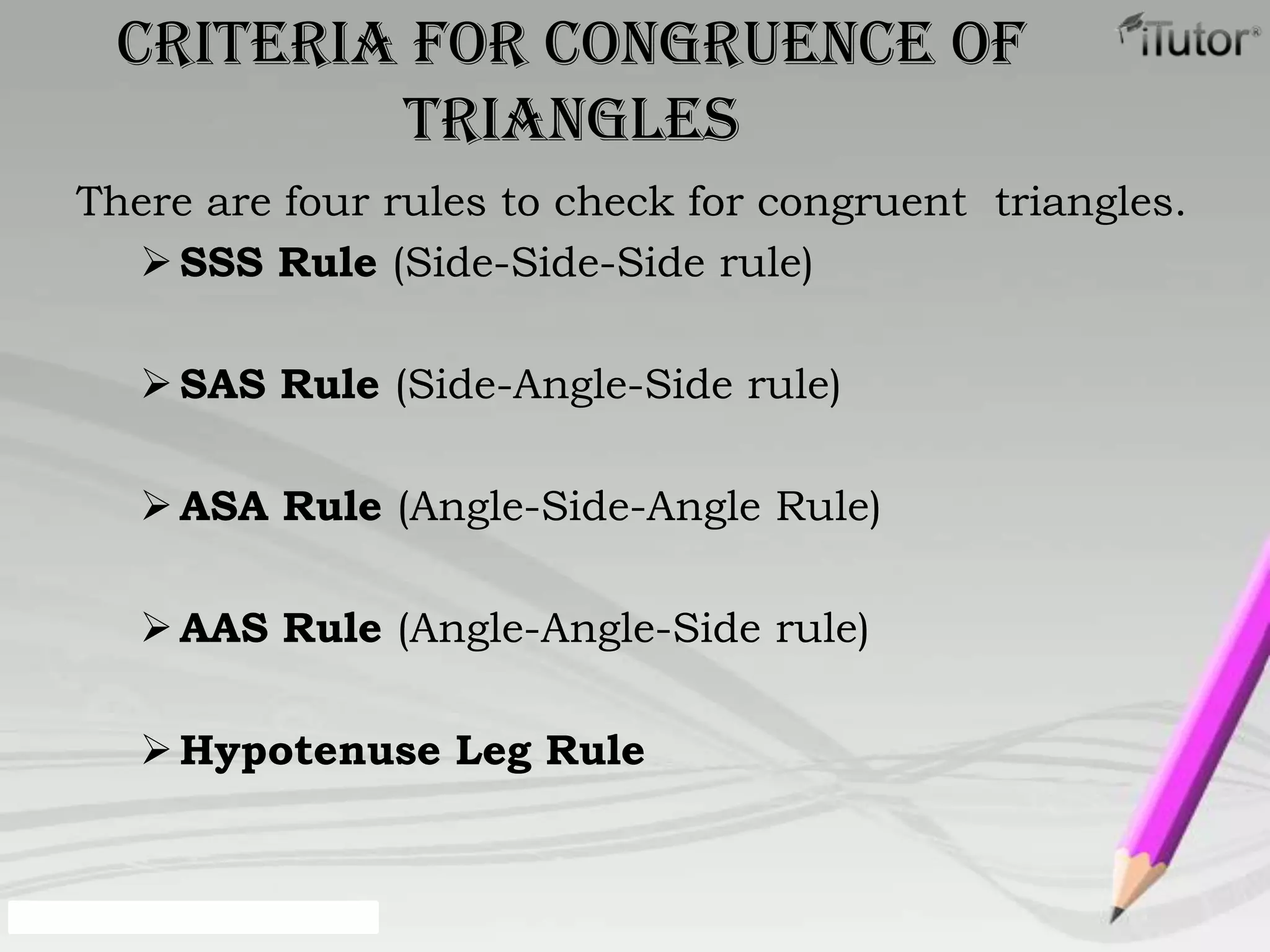 Congruence of Triangle | PPTX