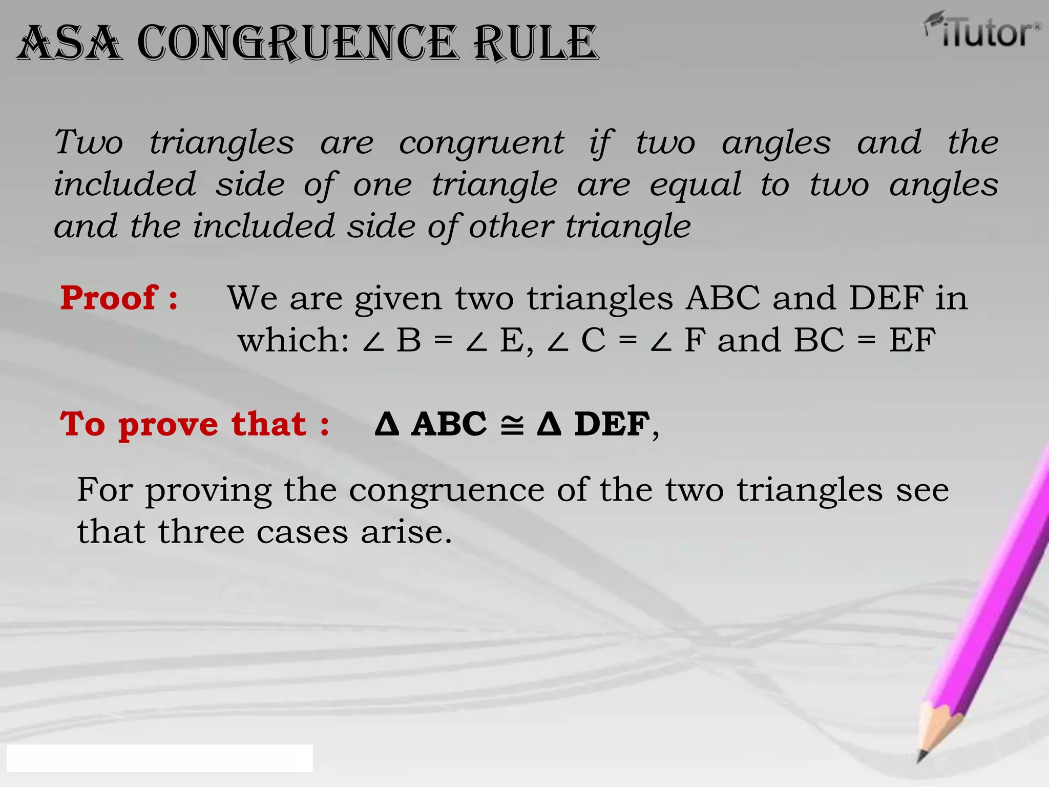 Congruence of Triangle | PPTX