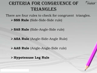 Congruence of Triangle | PPTX