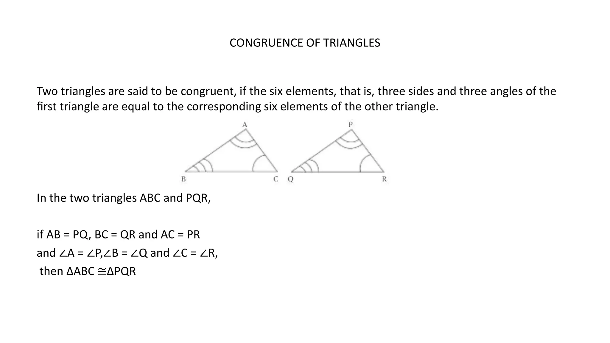 Congruence of Triangle 1.pptx Maths, Triangles for GRADE 8 | PPTX