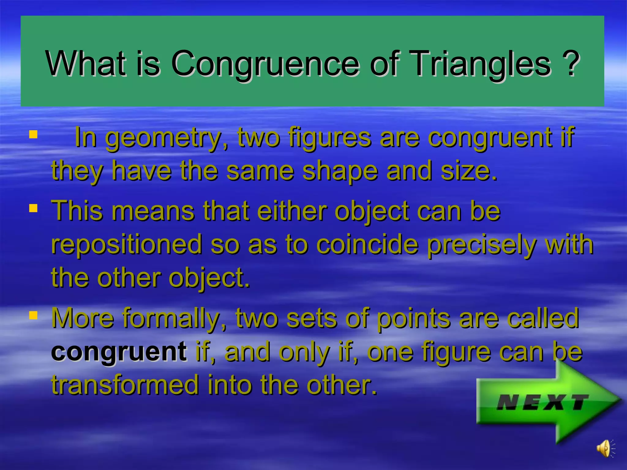Congruence of triangles | PPT