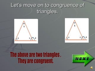 Congruence of triangles | PPT