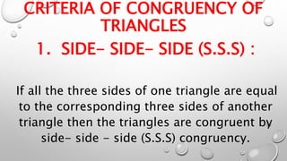 Congruency of triangles | PPT
