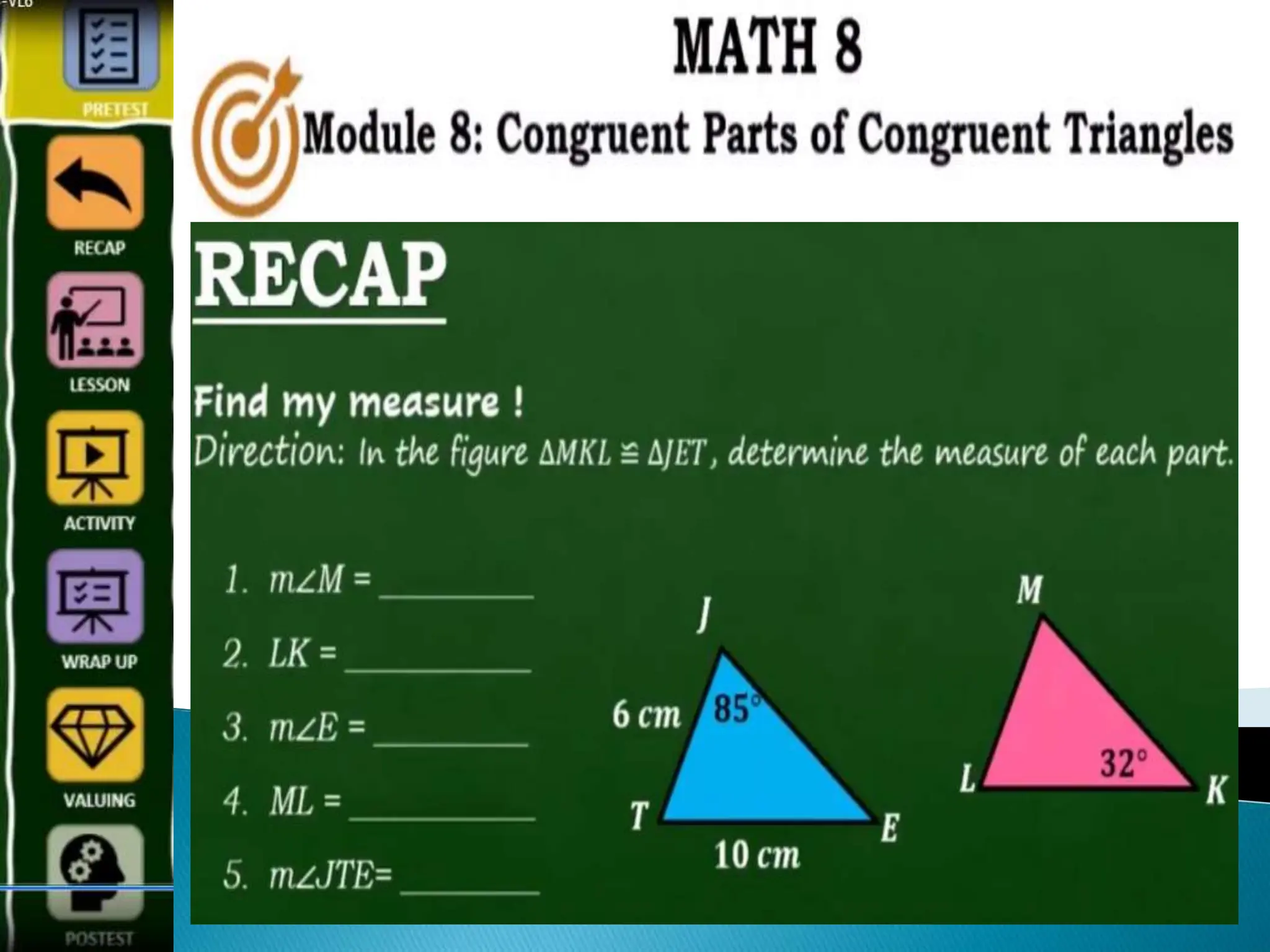 Math 8 Quarter 3 Topic: CONGRUENT TRIANGLES | PPTX