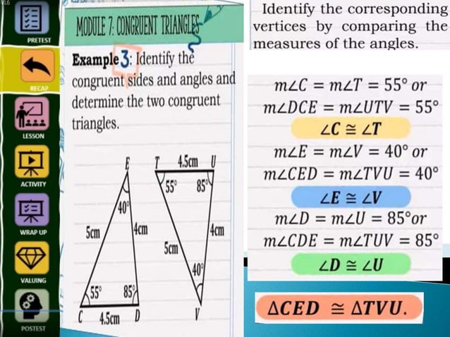 Math 8 Quarter 3 Topic: CONGRUENT TRIANGLES | PPTX | Physics | Science