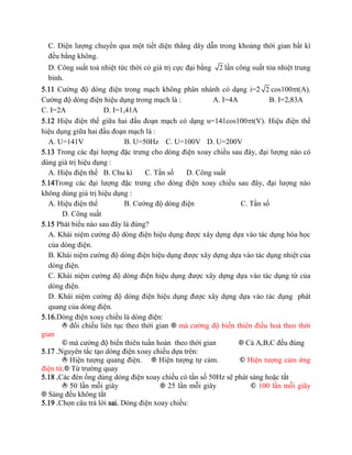 Công thức tính nhanh điện xoay chiều | PDF