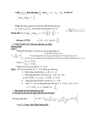 Công thức tính nhanh điện xoay chiều | PDF