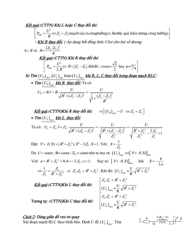 Công thức tính nhanh điện xoay chiều | PDF