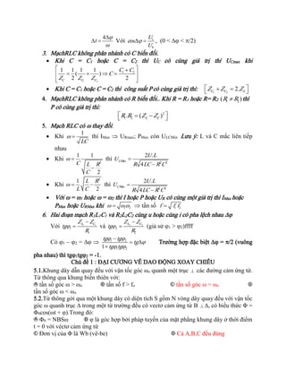 Công thức tính nhanh điện xoay chiều | PDF