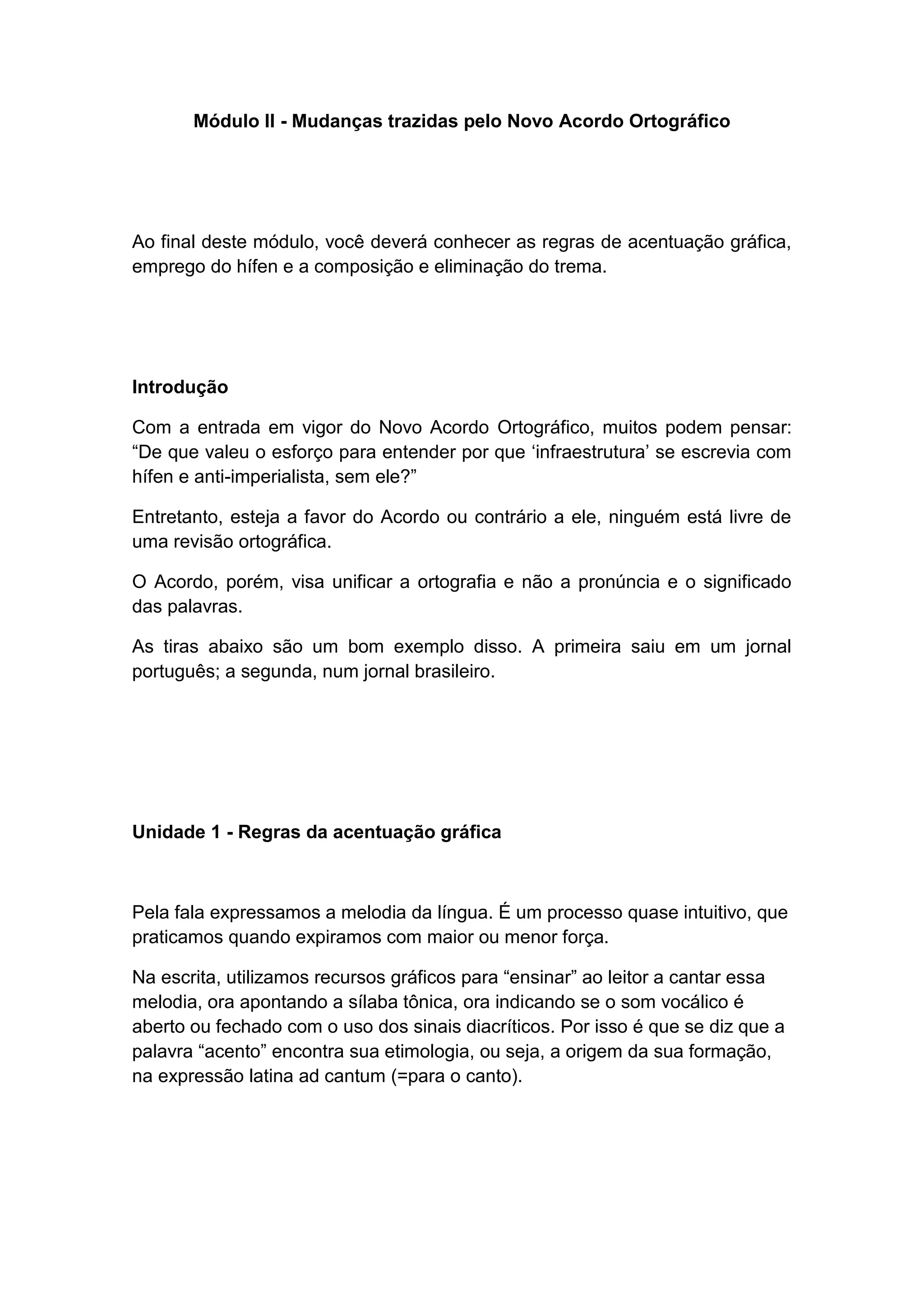 Conhecendo o novo acordo ortográfico módulo ii | PDF