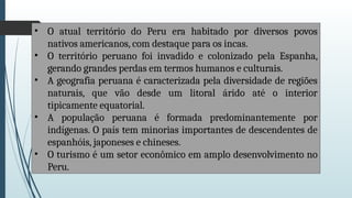 CONHECENDO O PERU.pptx PARA CULTURA ESPANHOLA | PPTX