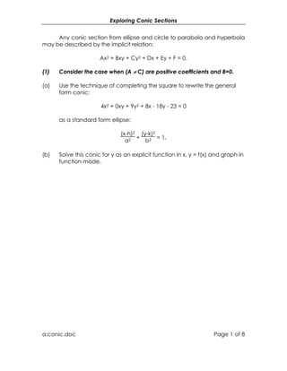 5HBC2012 Conic Worksheet | PDF